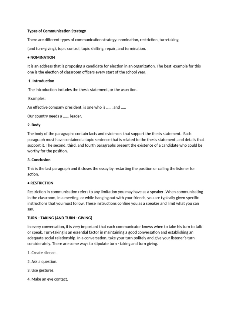Types of Communication Strategy | PDF
