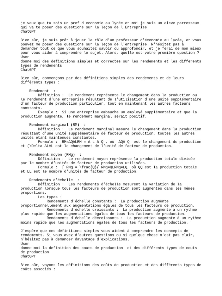 Je Veux Que Tu Sois Un Prof D Econo | PDF