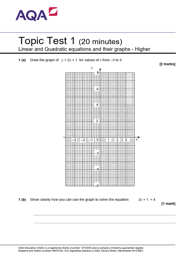 Linear and Quadratic Equations and Their Graphs (H) QP | PDF