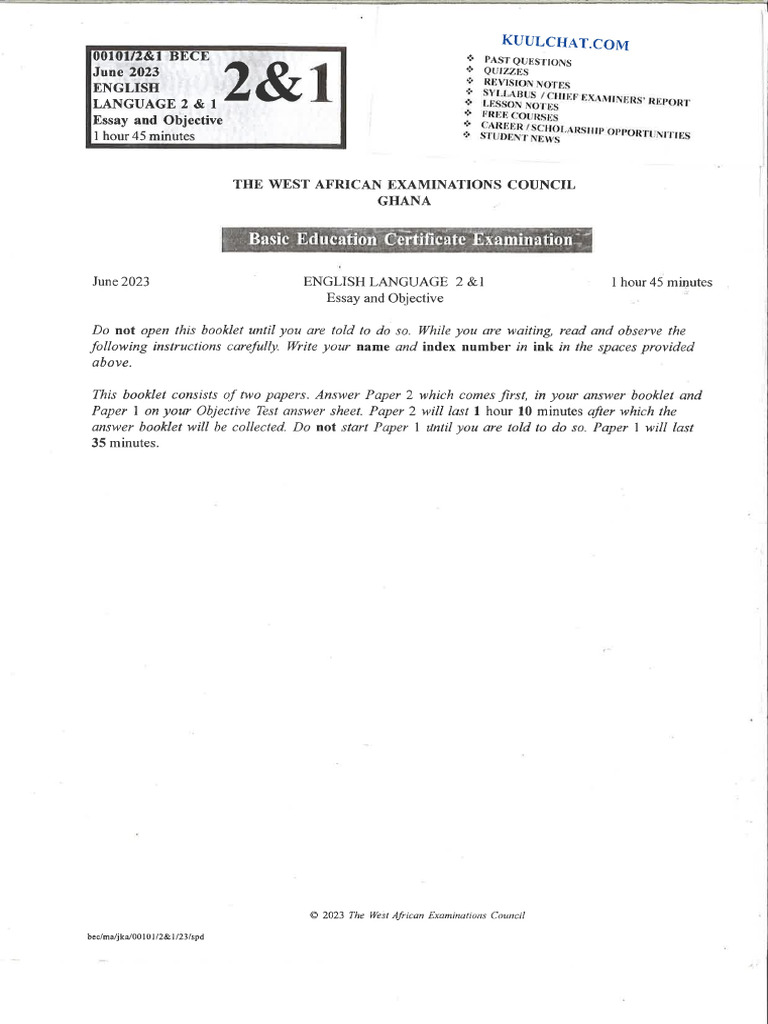 Bece 2023 English | PDF