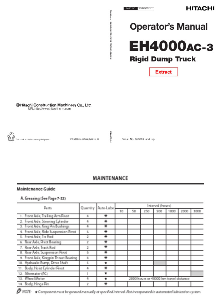 EH4000AC-3 Maintenance Interval From OM (ENMQFB-1-1) | PDF