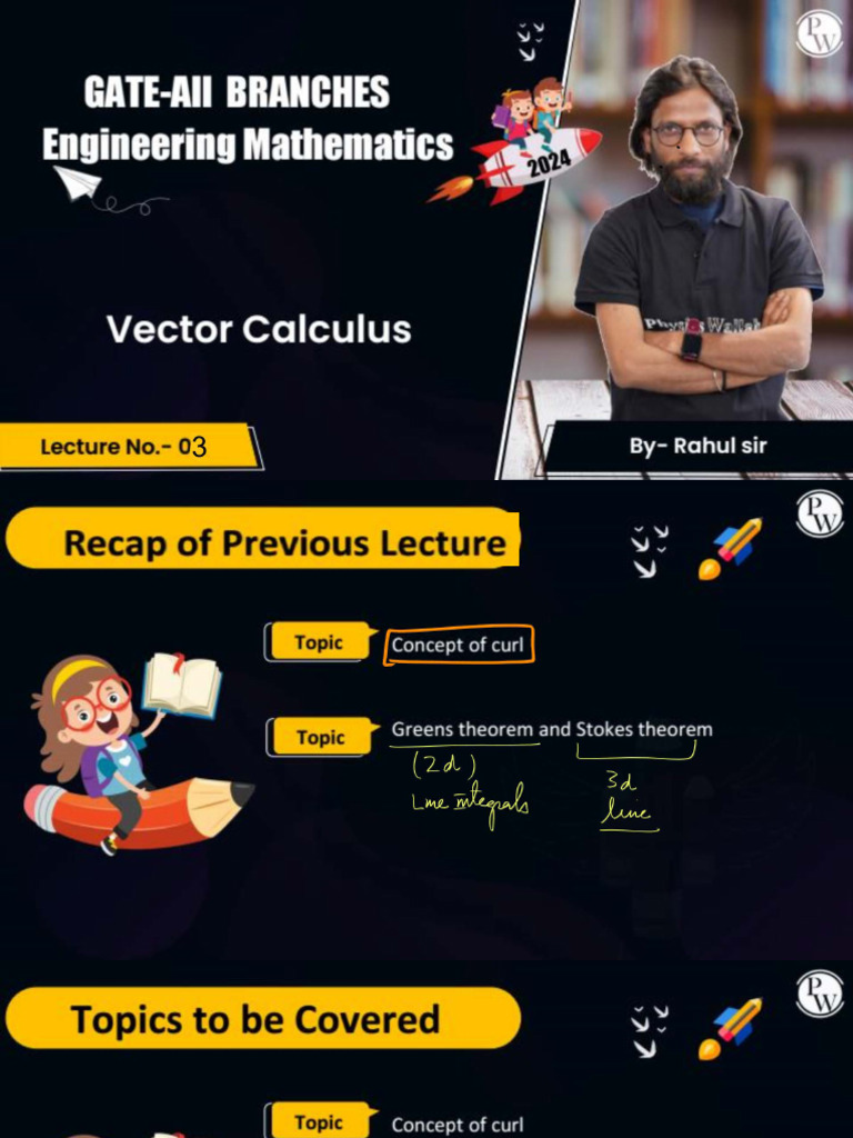 Vector Calculus 03 _ Class Notes (By Rahul Joshi Sir) | PDF
