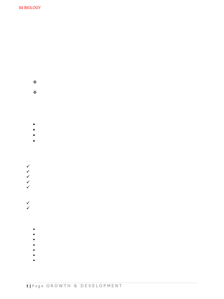 S4 BIO (Growth and Development) | PDF