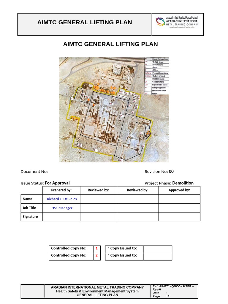 Aimtc General Lifting Plan QNCC Plant 1 | PDF