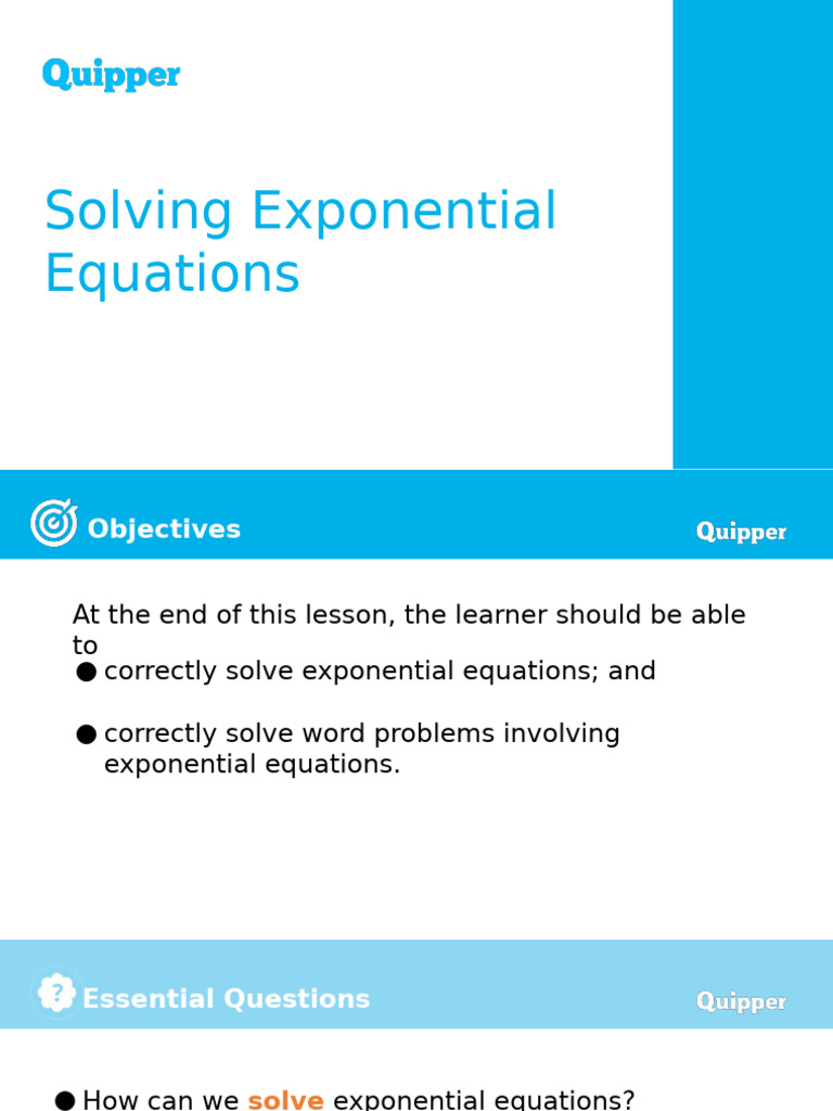 Solving Exponential Equations | PDF