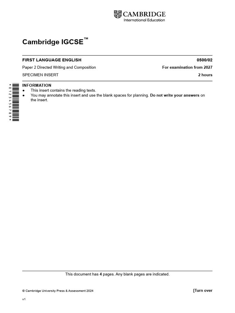 2027 Specimen Paper 2 Insert | PDF | Incentive | Social Psychology