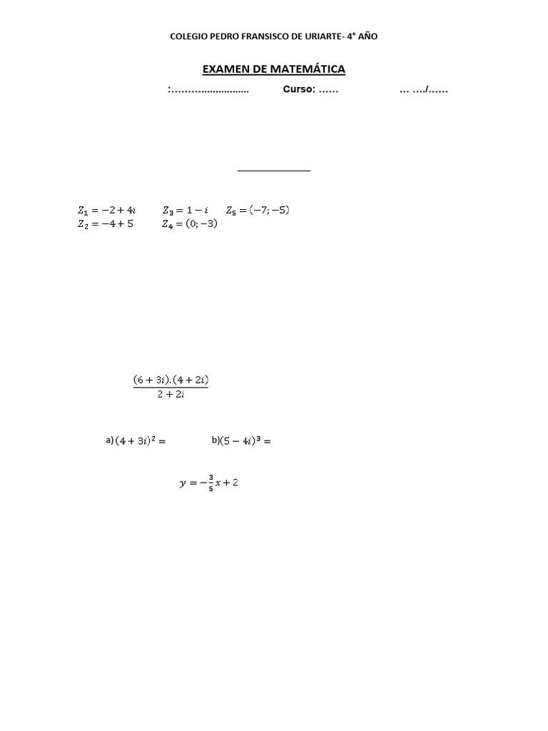 Examen 4to Año Pfu T.T. Nueva | PDF