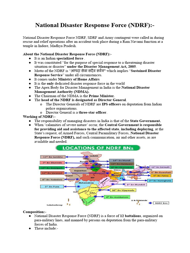 National Disaster Response Force NDRF | PDF