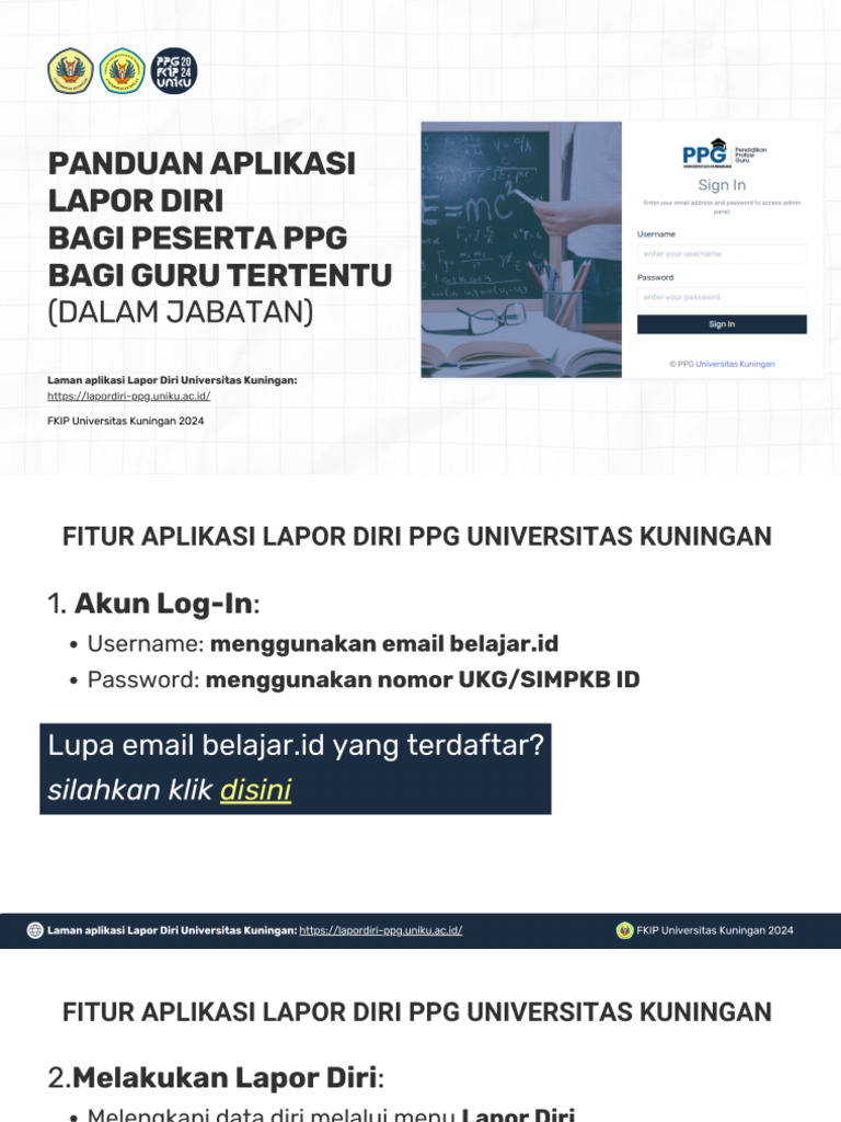 Panduan Aplikasi Lapor Diri Bagi Peserta PPG Guru Tertentu (Dalam Jabatan) FKIP Universitas ...