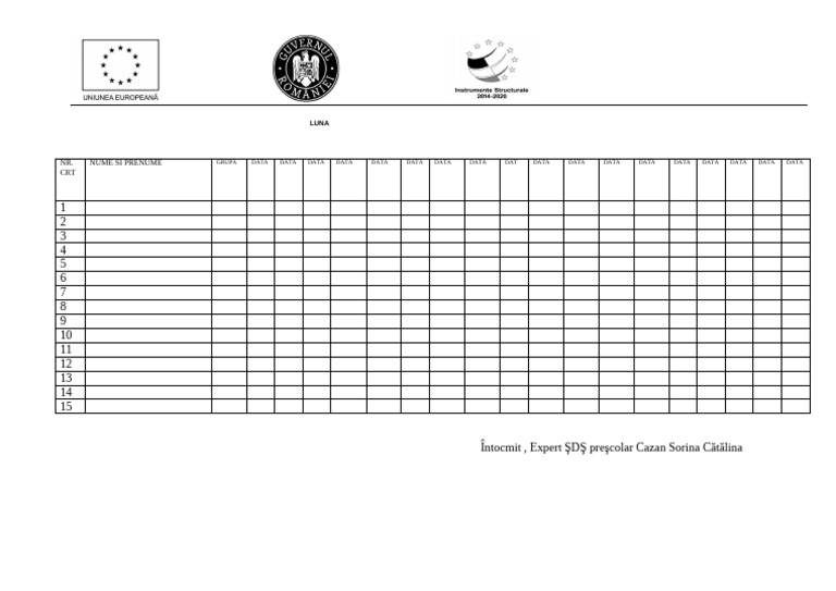 Tabel Prezenta Proiect | PDF
