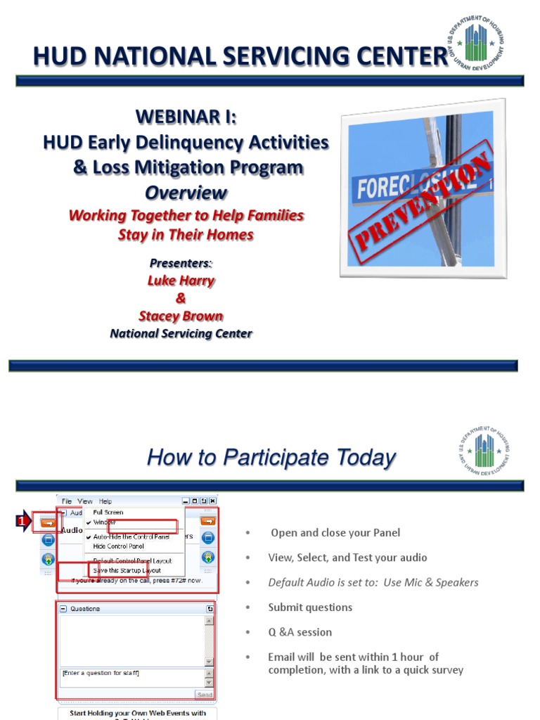 Webinar I HUD Early Delinquency Activities and Loss Mitigation Program ...