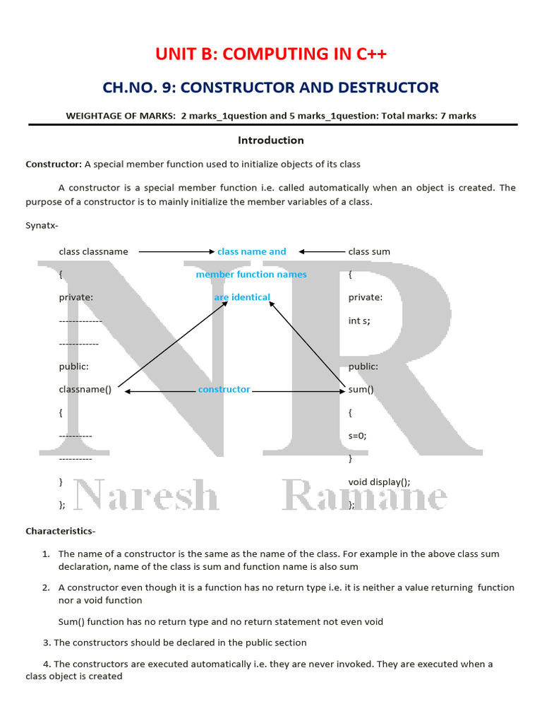 Constructor & Destructor | PDF
