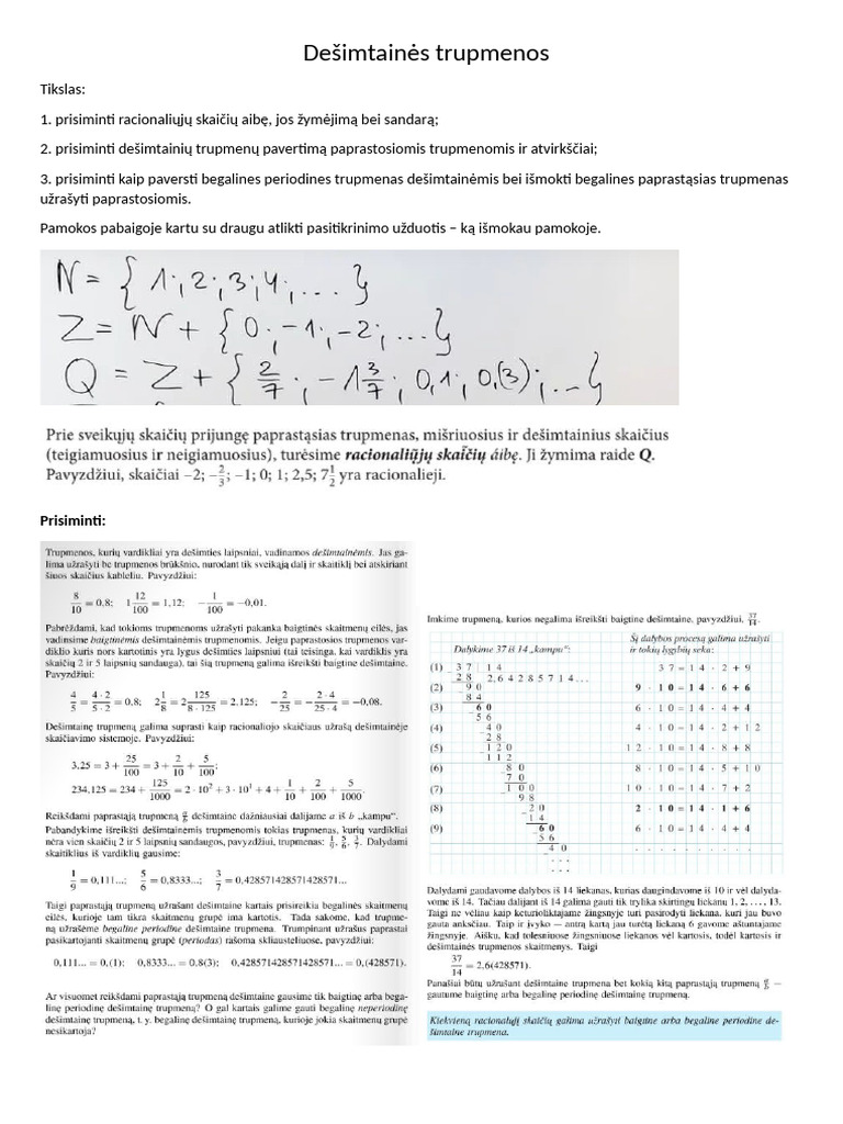 8 Kl. Desimtaines Trupmenos | PDF