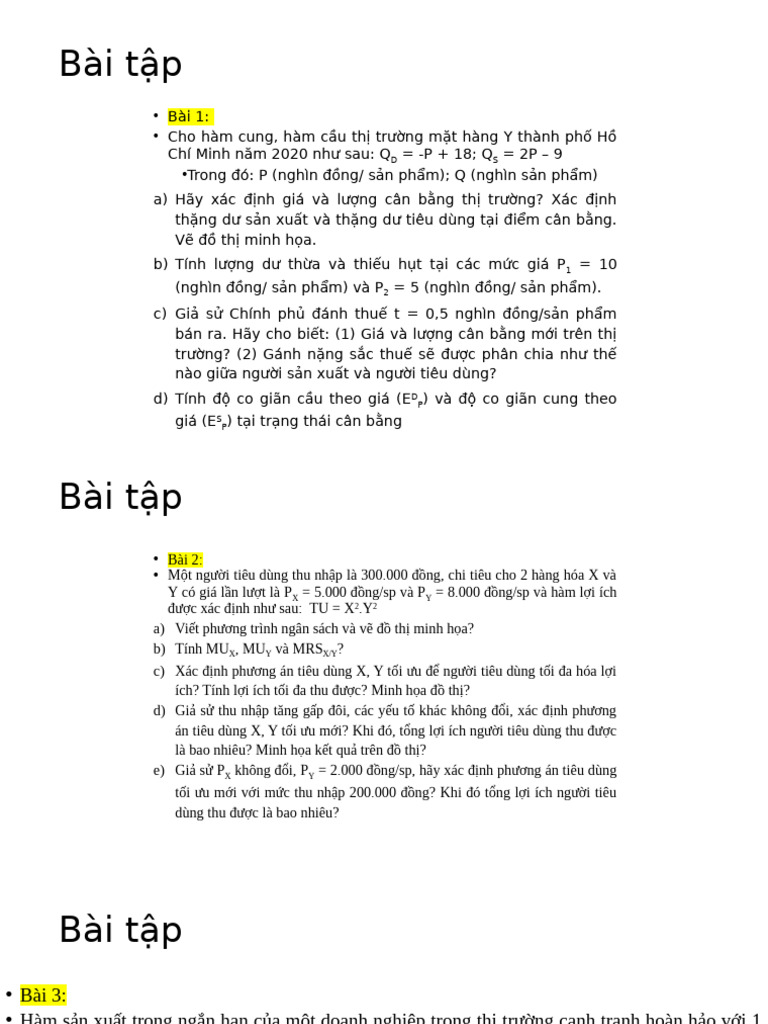 Dạng Bài Tập Học Phần NLKT | PDF