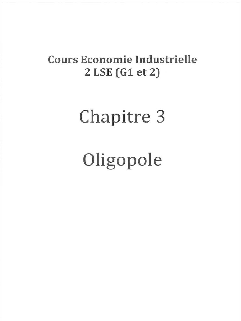 VF Chapitre 3 Oligopole 1 | PDF