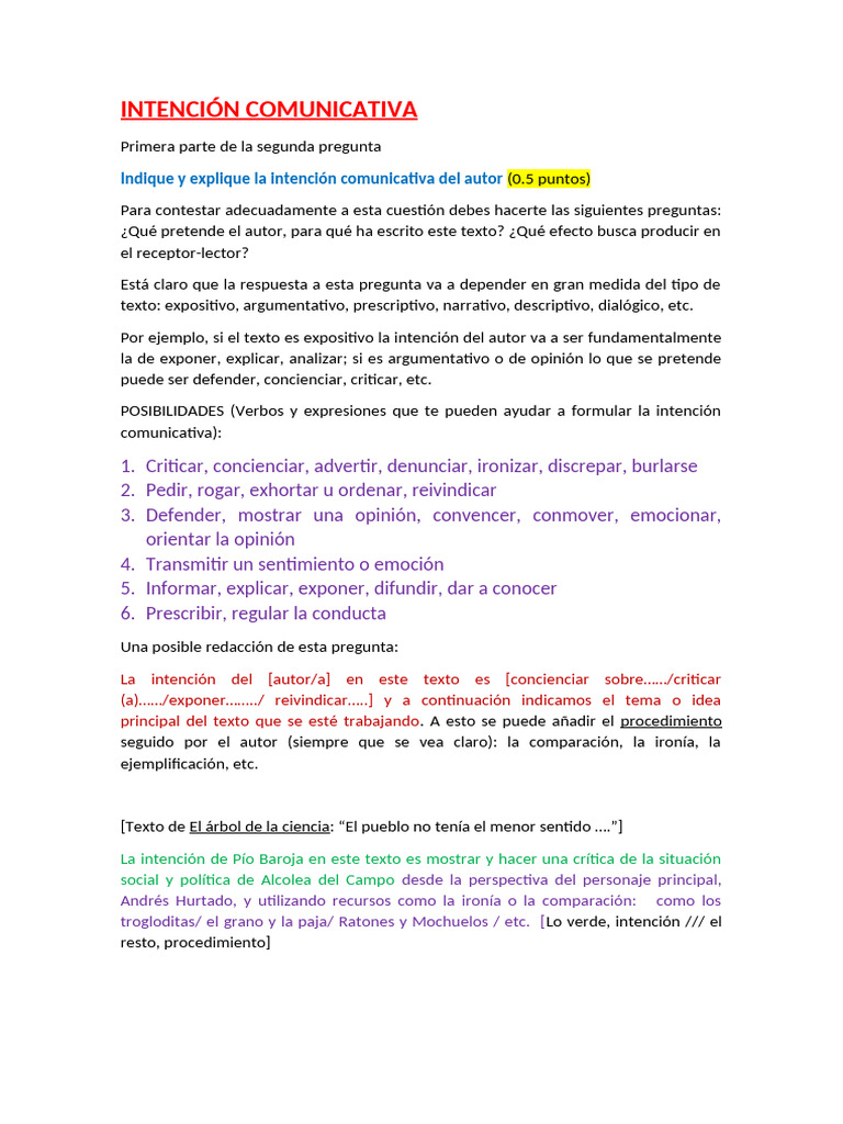 Intención Comunicativa | PDF