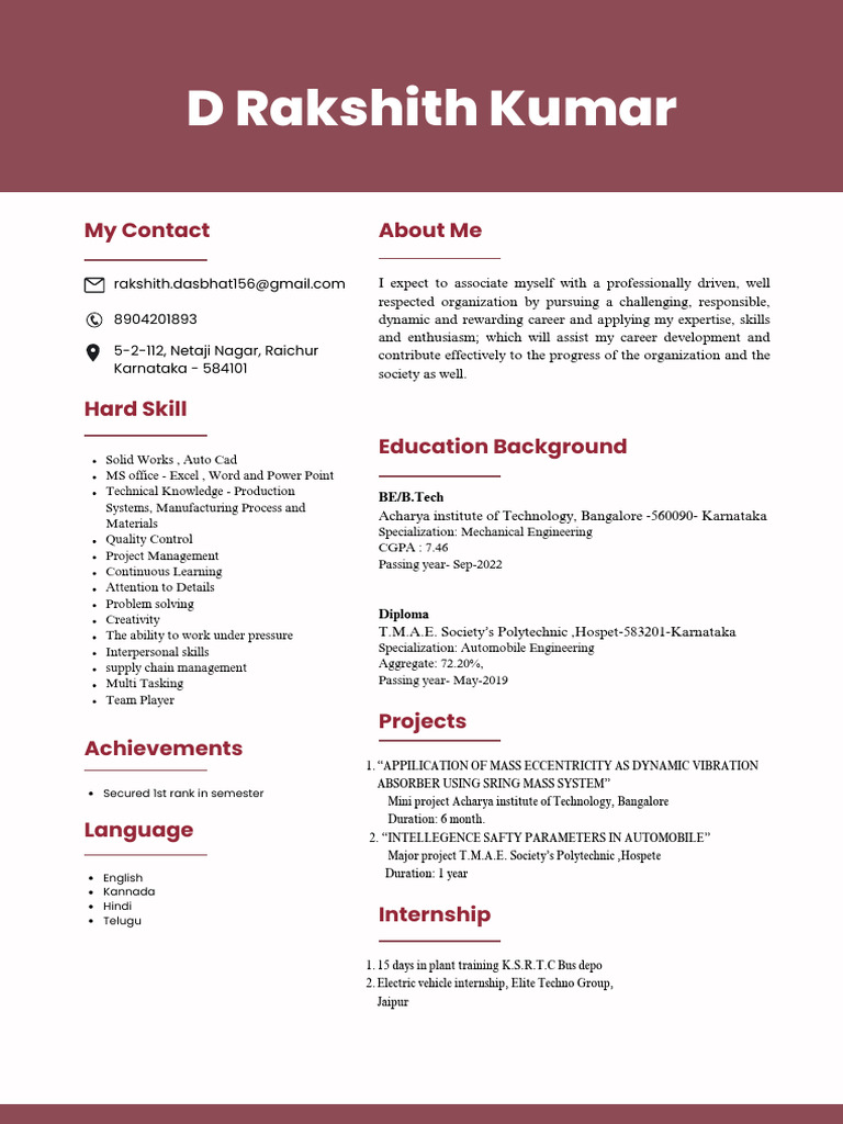 Rakshith Meck CV-1 | PDF