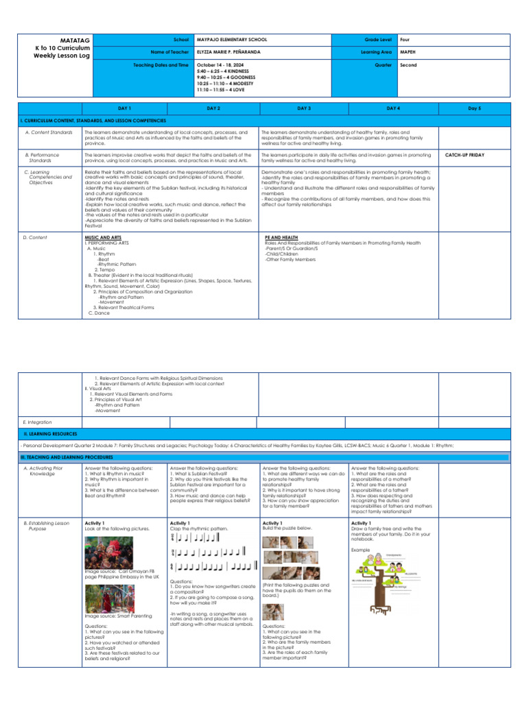 Q2 Mapeh Week 3 | PDF | The Arts | Rhythm