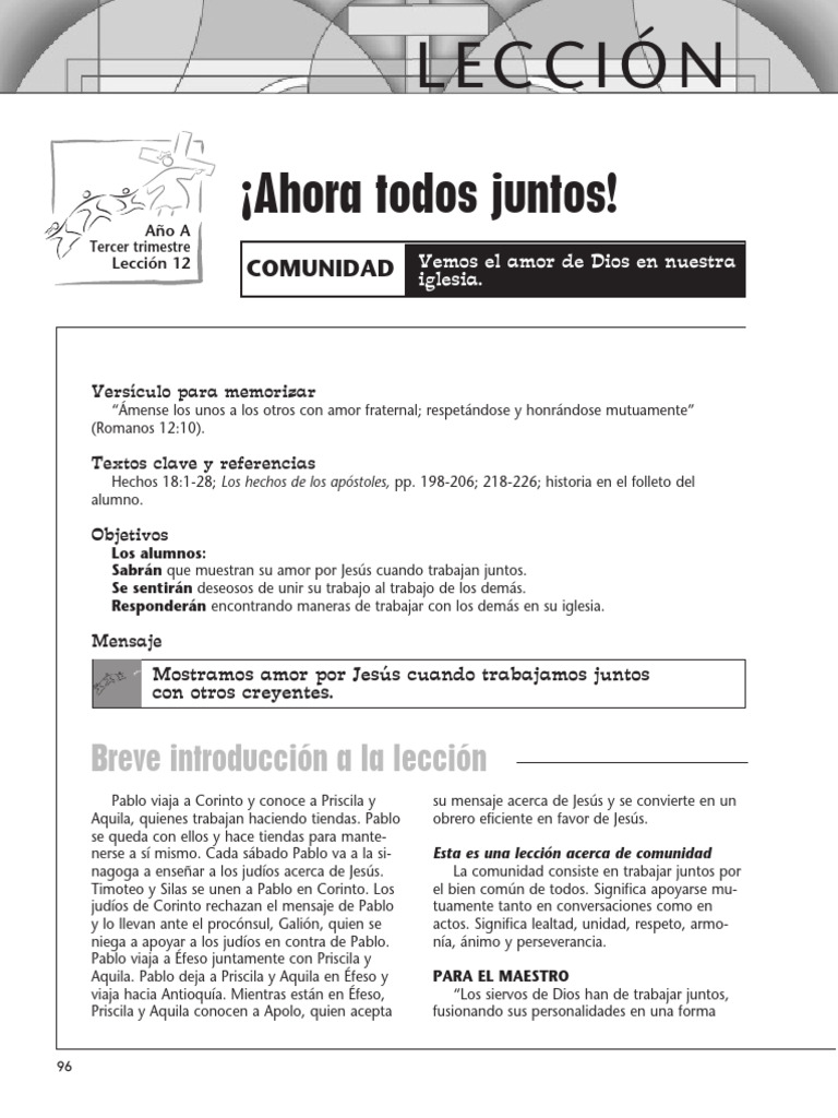¡Ahora Todos Juntos!: Lección | PDF