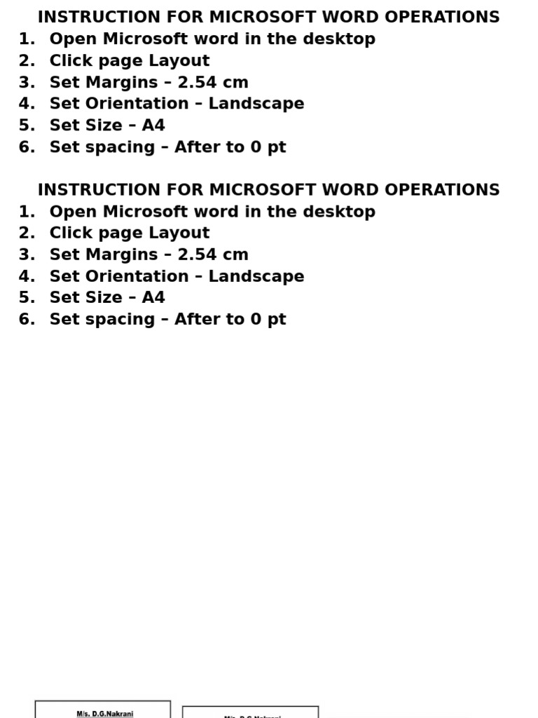 Instruction For Microsoft Word Operations | PDF
