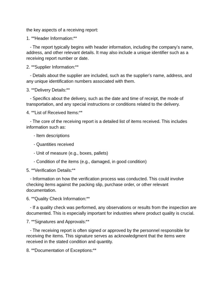 The Key Aspects of A Receiving Report | PDF