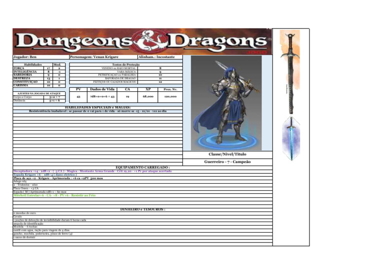 Ficha De Dd 1e Novas 2024 Pdf