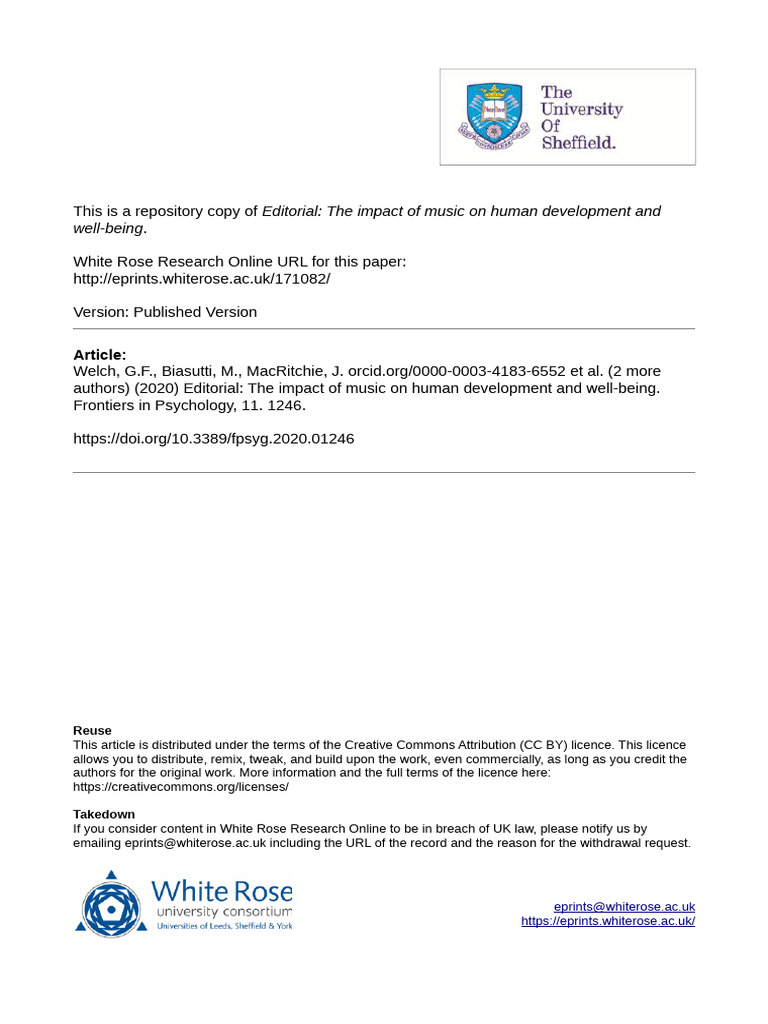 The Impact of Music On Human Development and Well-Being | PDF