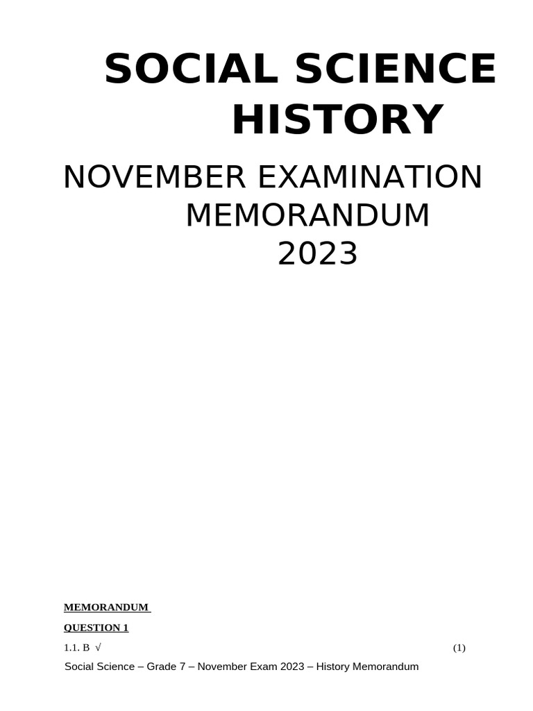 @@grade 7 History Memo November 2023 | PDF