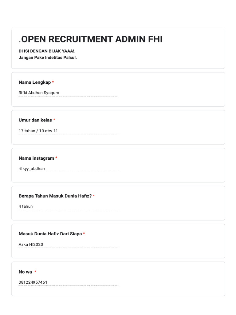 .Open Recruitment Admin Fhi | PDF