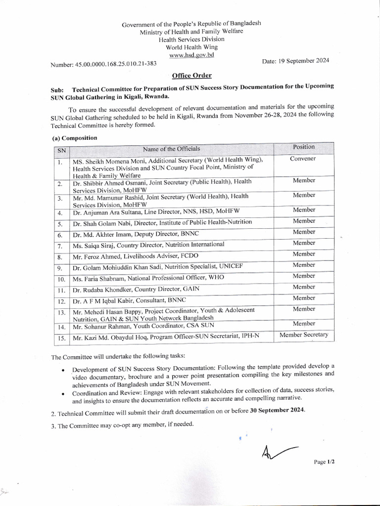 Technical Committee For Preparation of SUN Global Gathering in Rwanda | PDF