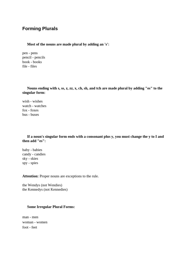 Forming Plurals | PDF
