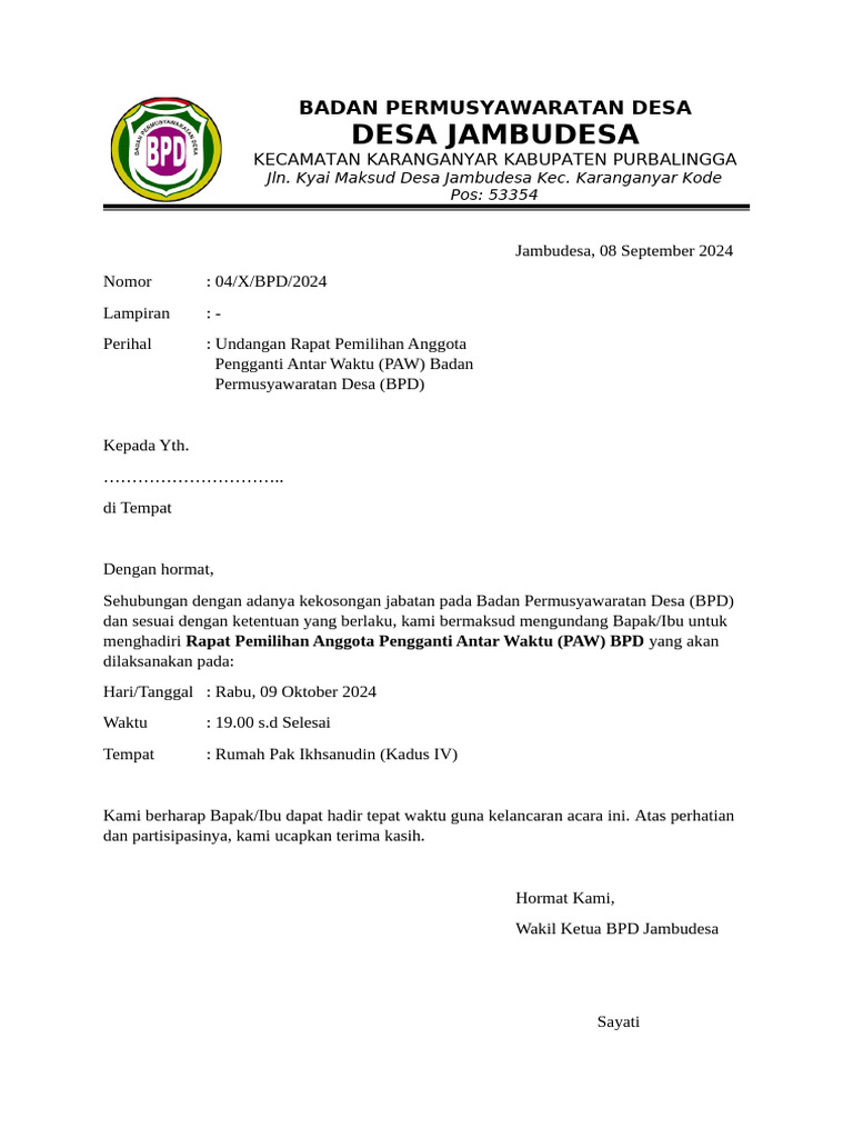Undangan BPD | PDF