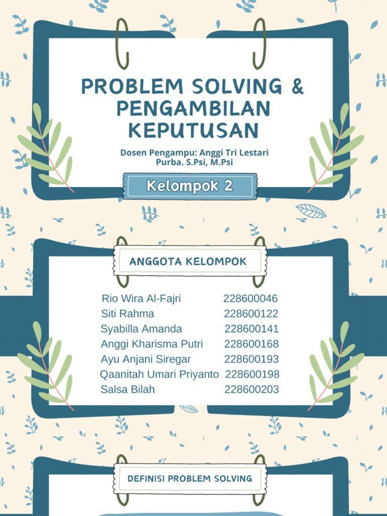 Kelompok 2 - Problem Solving Dan Pengambilan Keputusan - 20241003 - 225706 - 0000 | PDF