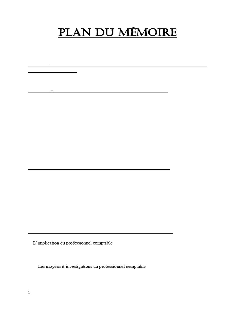 Plan Du Mémoire: Introduction Générale | PDF