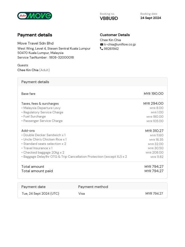 Invoice KUL CGK 30-09-2024 80334063607 | PDF