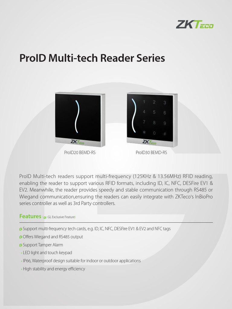 ProID Multi-Tech Reader Series Datasheet | PDF