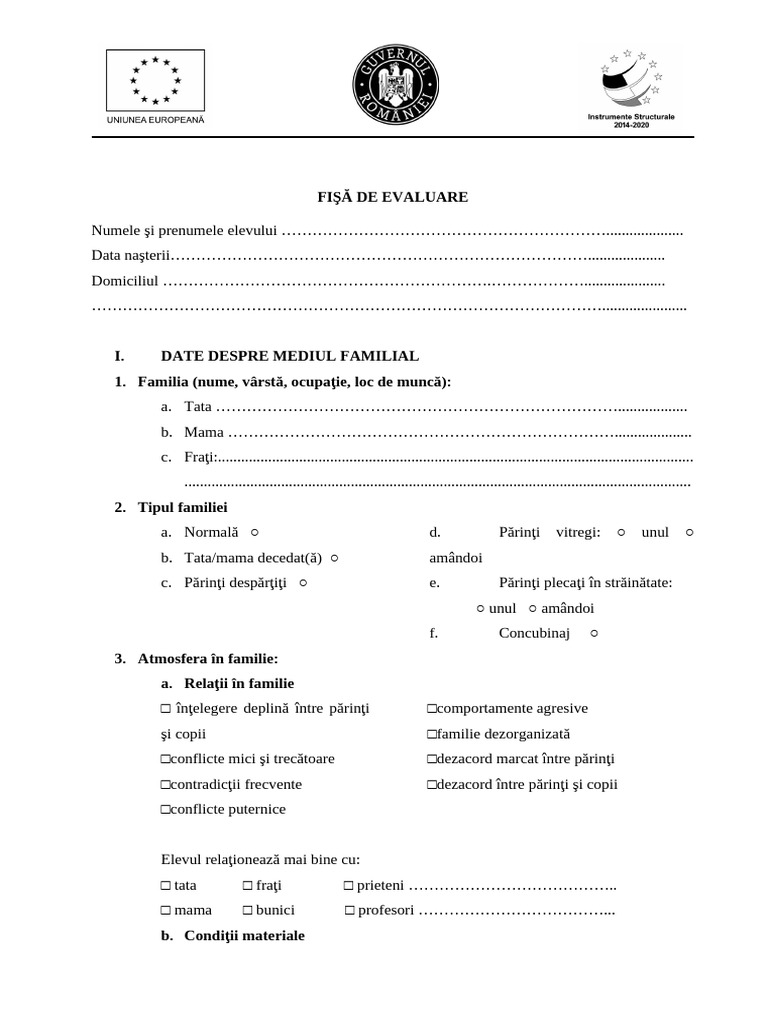 Fisa Evaluare | PDF