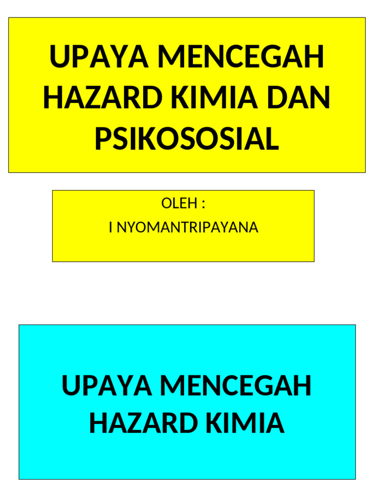 Upaya Mencegah Hazard Kimia Dan Psikososial | PDF