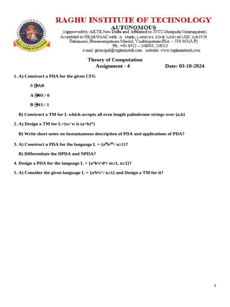 TOC Assignment-4 2024 | PDF