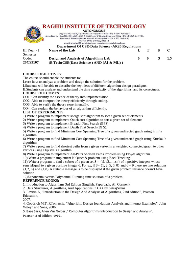 DAA LAB | PDF DAA LAB | PDF