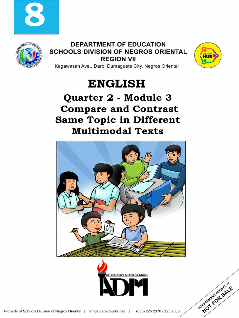 Grade 8 ENGLISH Quarter 2 Module 3 Compare and Contrast Same Topic in ...