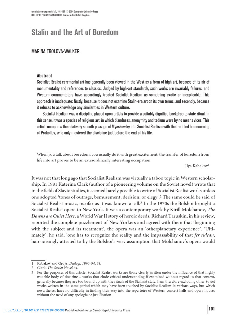 Stalin and The Art of Boredom - Marina Frolova-Walker | PDF
