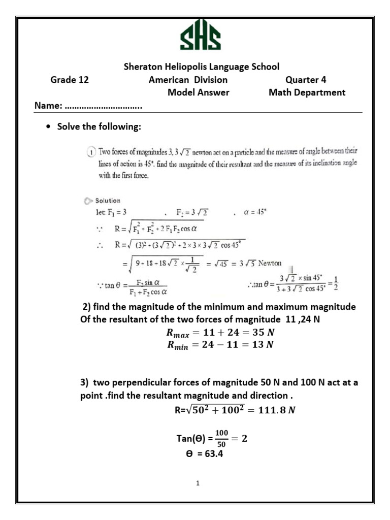 Model Answer G12 Q4 N Math | PDF