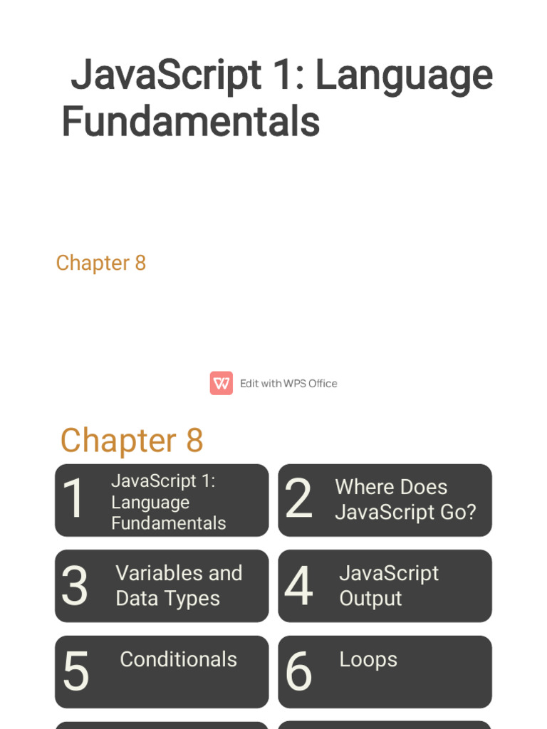 Chapter08 JavaScript1LanguageFundamentals | PDF