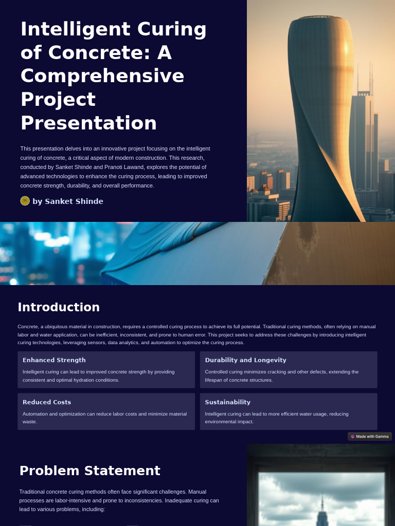 Intelligent Curing of Concrete a Comprehensive Project Presentation | PDF