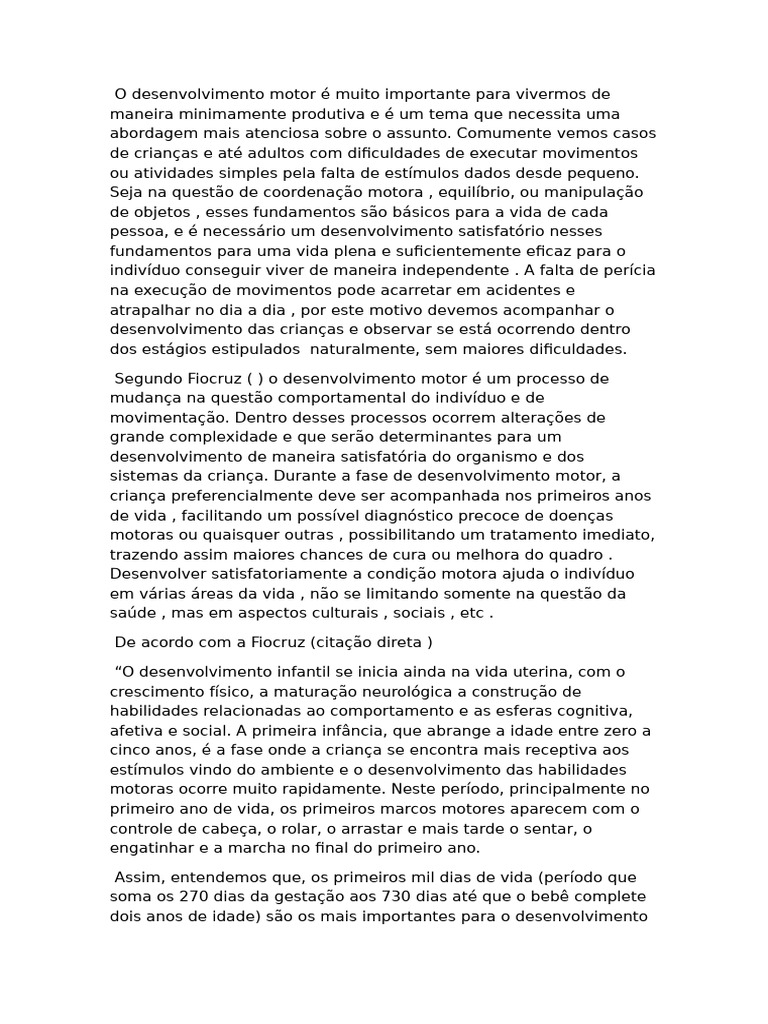 Desenvolvimento Motor TCC-1 | PDF