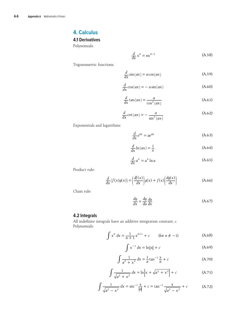 Calculus Appendix and Worksheet | PDF