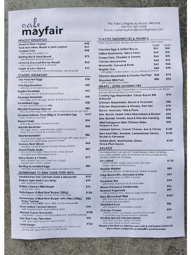 Café-Mayfair-Main-Menu | PDF