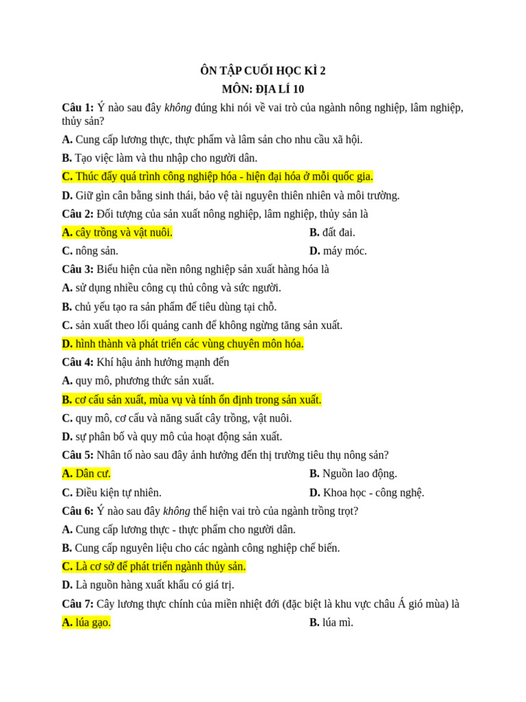 Dia-On Thi Cuoi HK2 (Blank) | PDF