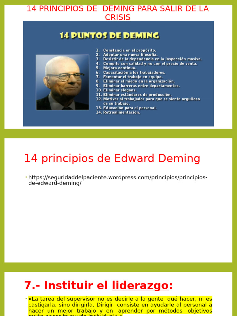 LOS 14 PUNTOS DE EDUARD DEMING | PDF